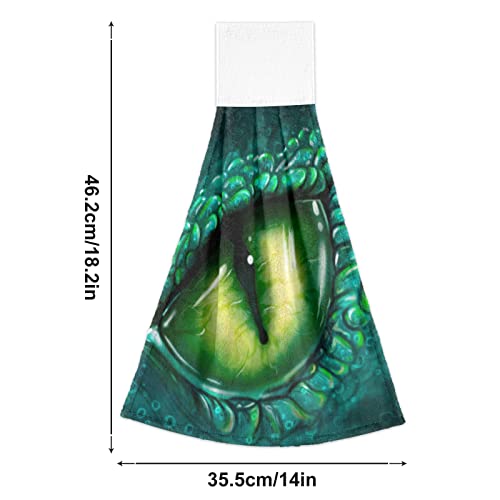 ALAZA Set of 2 Polyester Hanging Tie Towels Eye of Dinosaur Dragon| Include (2) Hanging Towels with Hanging Loop(8cr3a)