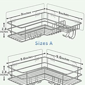 sahhivrm 2-Park SUS304 Corner Shower Shelves, Adhesive Shower Shelf for Inside Shower, Shampoo Soap Holder for Shower Wall, Bathroom Caddy Organizer, Silver Storage Shelf Shower Caddy Basket.