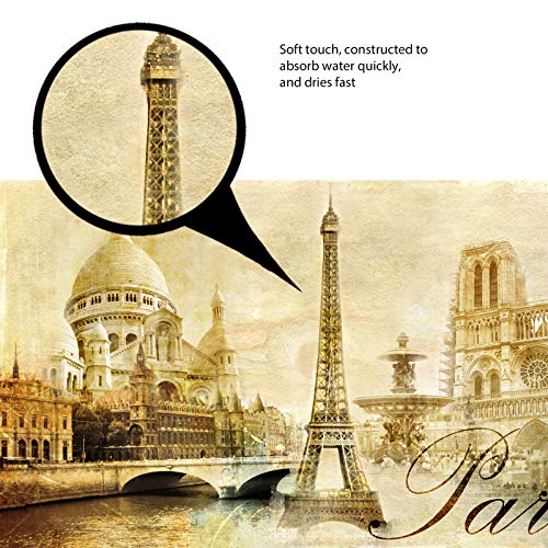 Amagical Vintage Romance Memories Paris Eiffel Tower 16 Piece Bathroom Mat Set Shower Curtain Set Bathroom Mat Carpet Contour Mat Toilet Cover Waterproof Shower Curtain with 12 Hooks