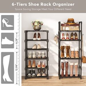 Tribesigns Shoe Rack Storage Organizer 6 Tiers Shoe Rack 30-35 Pairs Shoes and Boots Shelf with 2 Hooks Large Free Standing Shoes Holder Rack for Closet, Entryway