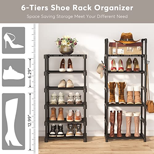 Tribesigns Shoe Rack Storage Organizer 6 Tiers Shoe Rack 30-35 Pairs Shoes and Boots Shelf with 2 Hooks Large Free Standing Shoes Holder Rack for Closet, Entryway