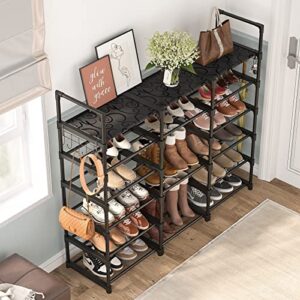 Tribesigns Shoe Rack Storage Organizer 6 Tiers Shoe Rack 30-35 Pairs Shoes and Boots Shelf with 2 Hooks Large Free Standing Shoes Holder Rack for Closet, Entryway