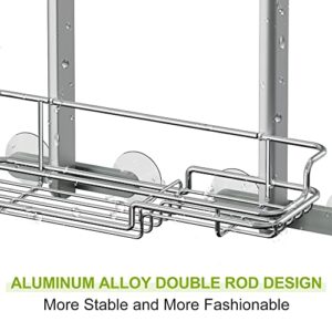 Thideewiz 3 Tier Hanging Shower Caddy over Shower Head, Silver Rustproof Shower Organizer with Hooks, Anodized Aluminum Rod and Stainless Steel Shelf