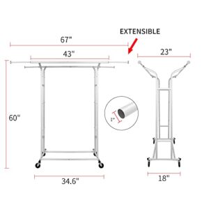 Fishat Heavy Duty Double Rod Garment Rack & Laundry Hamper Butler Cart Basket