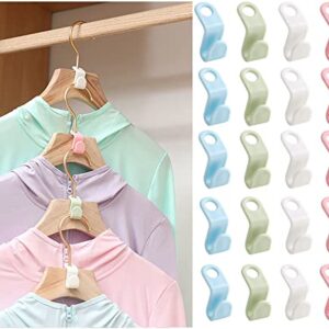 20 Pieces Clothes Hanger Connector Hooks, Outfit Hangers Extender Linking Hook Clips Velvet Huggable Hangers Drop Connecting Grip Heavy Duty Cascading Clothes Space Saving Organizer, 4 Colors