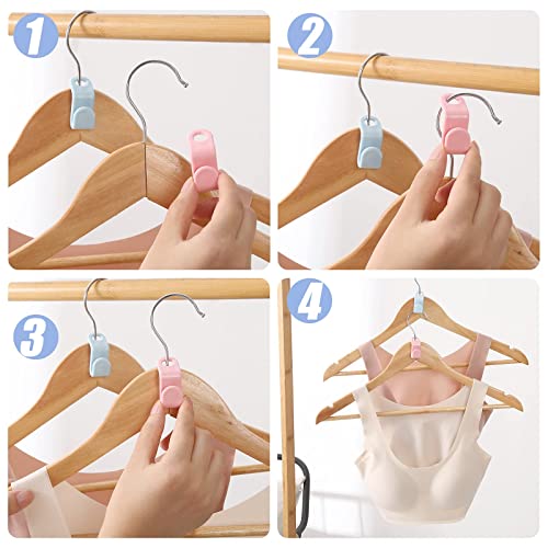 20 Pieces Clothes Hanger Connector Hooks, Outfit Hangers Extender Linking Hook Clips Velvet Huggable Hangers Drop Connecting Grip Heavy Duty Cascading Clothes Space Saving Organizer, 4 Colors