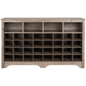 Pemberly Row Transitional 36 Cubby Wooden Shoe Cubby Console in Drifted Gray