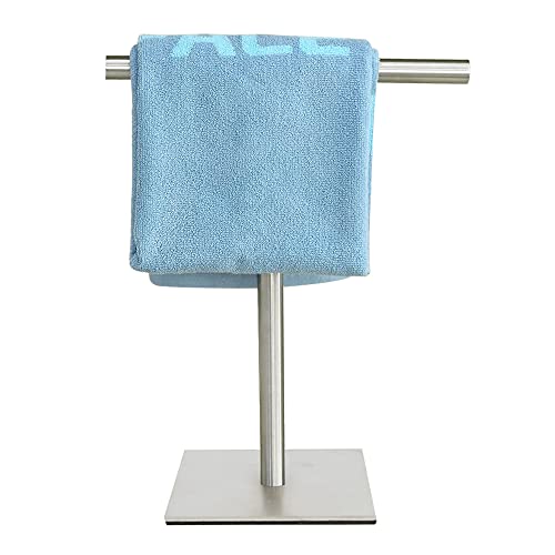 Hand Towel Holder, Stainless Steel Hand Towel Stand T-Shaped Silver Brushed Finish Freestanding Rack for Bathroom Kitchen Countertop with Square Base