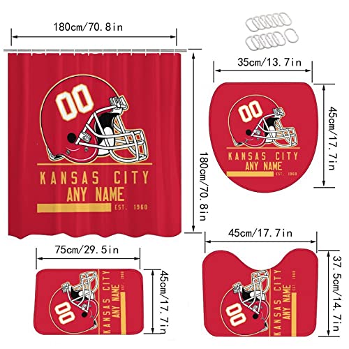 Custom Football Style Shower Curtain 4Pcs Set Personalized Bathroom Decor Gift Fashion Modern Home Supplies