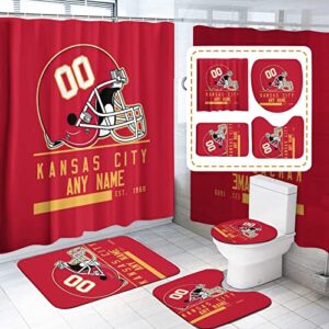 Custom Football Style Shower Curtain 4Pcs Set Personalized Bathroom Decor Gift Fashion Modern Home Supplies