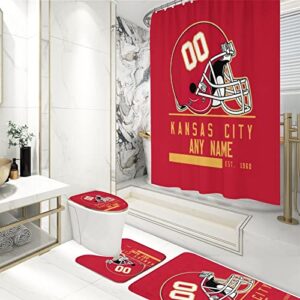 Custom Football Style Shower Curtain 4Pcs Set Personalized Bathroom Decor Gift Fashion Modern Home Supplies