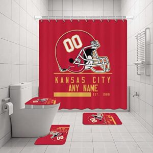 Custom Football Style Shower Curtain 4Pcs Set Personalized Bathroom Decor Gift Fashion Modern Home Supplies