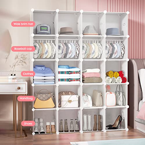 Narrow Cube Storage Organizer with Doors 5-Cube, Plastic Cabinet Closet Storage Shelves for Bedroom, Living Room, Office, Each cube is 11.8"x11.8"