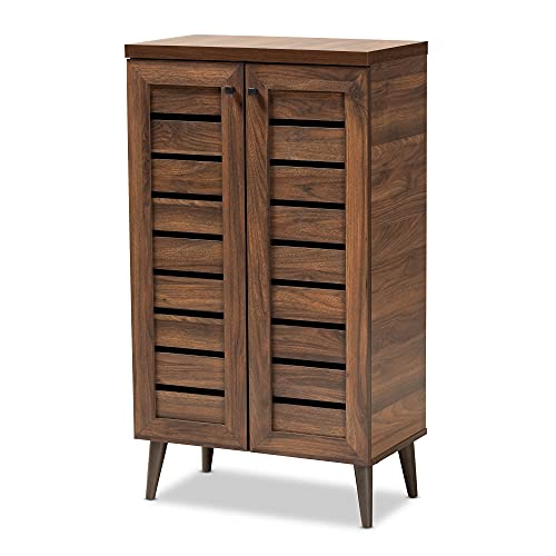 Baxton Studio Salma Shoe Cabinet, Walnut Brown