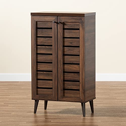 Baxton Studio Salma Shoe Cabinet, Walnut Brown