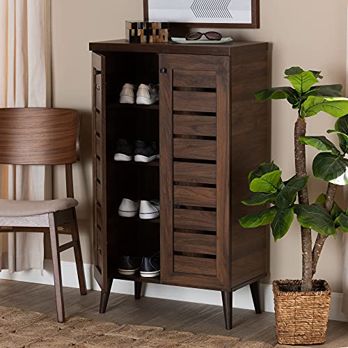 Baxton Studio Salma Shoe Cabinet, Walnut Brown