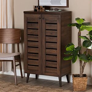 Baxton Studio Salma Shoe Cabinet, Walnut Brown