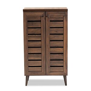 Baxton Studio Salma Shoe Cabinet, Walnut Brown