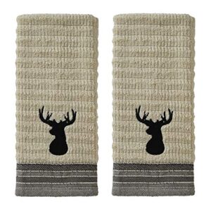 skl home aspen lodge hand towel set, cotton, wheat small