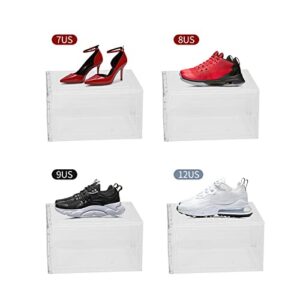 Kenyatta Shoe Storage,6 Pack Shoe Boxes Clear Plastic Stackable,Shoe Organize,(Black) For Sneaker Display,Easy Assembly,Fit up to US Size 12(13.4”x 10.6”x 7.4”), (Clear)