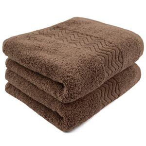 cleanbear bathroom hand towels, 100% cotton face towels, 13 x 28 inches (brown)