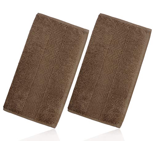 Cleanbear Bathroom Hand Towels, 100% Cotton Face Towels, 13 x 28 Inches (Brown)