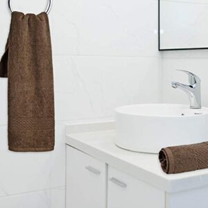 Cleanbear Bathroom Hand Towels, 100% Cotton Face Towels, 13 x 28 Inches (Brown)