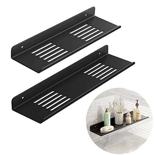 Over Sink Shelf Wall Mounted for Bathroom Mirror Behind Faucet Floating Tray Narrow Counter Organizer Shelf Self Adhesive Shower Shelves for Bathroom, Laundry Room, Kitchen, Farmhouse, RV, Set of 2