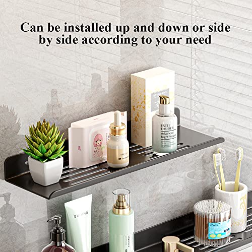 Over Sink Shelf Wall Mounted for Bathroom Mirror Behind Faucet Floating Tray Narrow Counter Organizer Shelf Self Adhesive Shower Shelves for Bathroom, Laundry Room, Kitchen, Farmhouse, RV, Set of 2