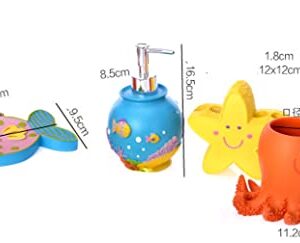 YIYIDA Cute Fish Shape Bathroom Collection Set 5pcs Resin Material Child Like Home Accessory Set