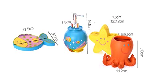 YIYIDA Cute Fish Shape Bathroom Collection Set 5pcs Resin Material Child Like Home Accessory Set