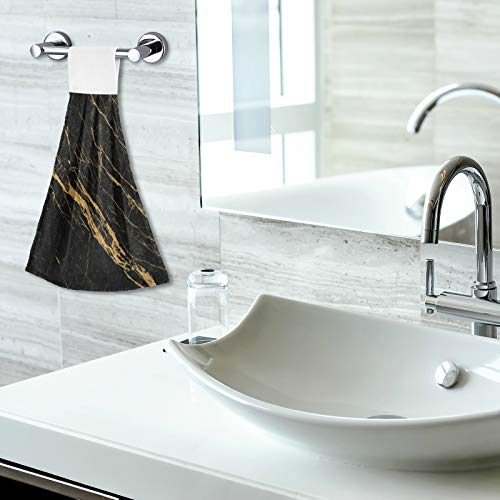 Alaza Black Marble with Golden Veins Kitchen Towels with Hanging Loop Absorbent & Fast Drying Dishtowels Set of 2