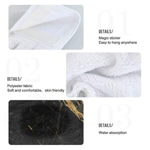 Alaza Black Marble with Golden Veins Kitchen Towels with Hanging Loop Absorbent & Fast Drying Dishtowels Set of 2