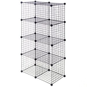 tangkula metal wire cube storage, 8-cube stackable free standing cubby storage organizer shelf, modular shelving grids, diy bookcase closet wardrobe organization storage cubes