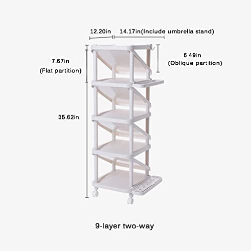 Multi-Layer Rolling Wheel Cart Shoe Rack 9-Layer Two-Way for Kitchen Home Office Craft Garage Salon Shoe Cabinet（ 90x36cm ） Ventilated