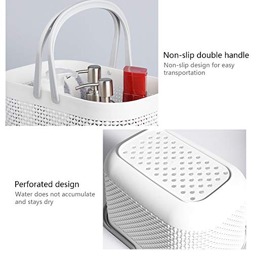 UUJOLY Plastic Organizer Storage Baskets with Handles, Shower Caddy Bins Organizer for Bathroom and kitchen（White）