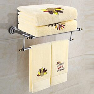 Quera 2 Pack Turkey Thanksgiving Hand Towels Embroidered Premium Luxury Decor Fall Bathroom Decorative Dish Set for Drying, Cleaning, Cooking, Autumn 13.7'' x 29.5'',White,Gobble til You Wobble