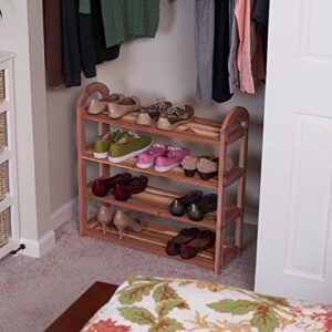 CedarFresh 4-Tier Cedar Shoe Rack, 26.75"h x 26.75"w x 8.5"d