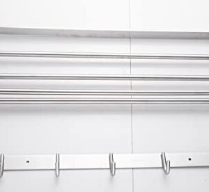 ELLO&ALLO Stainless Steel Towel Rack Shelf for Bathroom, Double Towel Bar Holder with Hooks Wall Mounted Brushed Nickel