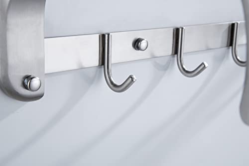 ELLO&ALLO Stainless Steel Towel Rack Shelf for Bathroom, Double Towel Bar Holder with Hooks Wall Mounted Brushed Nickel