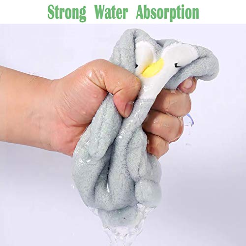 Hanging Hand Towels ( 2 In 1 set ) - Ultra Soft Coral Fleece Penguin Hand Bath Towel with Hanging Loop - Absorbent Towel for Bathroom Cleaning and Drying Washcloth - 9 X 9 Inches(Khaki+Blue)