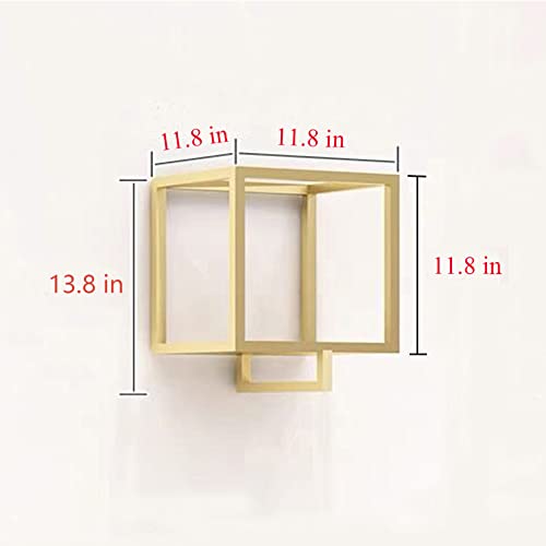 MDEPYCO Creative Square Display Garment Racks in Boutique Clothing Stores, Wall-Mounted Hanging Clothes Shelf in Home, Towel Racks for Bathroom Storage (Gold, 11.8" L)