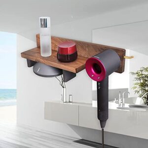 Dyson Supersonic Hair Dryer Holder, Magnetic Hair Dryer Display Stand Wooden Bathroom Wall Mount Organizer (A