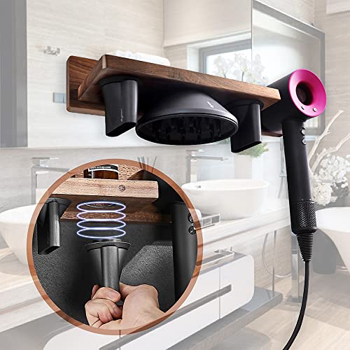 Dyson Supersonic Hair Dryer Holder, Magnetic Hair Dryer Display Stand Wooden Bathroom Wall Mount Organizer (A