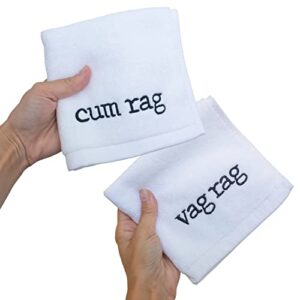 GÜLIFE HIS&Hers Rags Vag Rag Cum Rag Embroidered Towel Adult Humor Gag Gift Funny Bachelorette Party Gift and Bachelor Party Gag Gift Naughty Gift for Adults (Black)