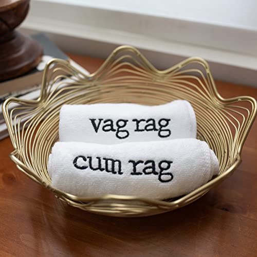 GÜLIFE HIS&Hers Rags Vag Rag Cum Rag Embroidered Towel Adult Humor Gag Gift Funny Bachelorette Party Gift and Bachelor Party Gag Gift Naughty Gift for Adults (Black)