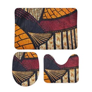 hot and warm african wax print bathroom rugs set 3 piece non-slip mat rectangular floor mat u shaped mat o shaped toilet lid cover 20"x32"