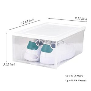 Yagizaai Bayou Shoe Boxes Clear Plastic Stackable, 8 PCS Heavy Duty Shoe Boxes, Clear Shoe Boxes with Lids Stackable, Easy to Assemble for Size Up to 10