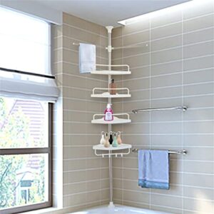 4 tier rustproof shower corner caddy organizer, bathroom corner shower caddy tension pole rust proof telescopic rod storage rack organizer corner shower organizer for organizing hand soap, body wash