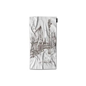 beabes farmhouse hand towel farmstead barn farmyard fence windmill ranch meadow cloudscape trees super soft hand towel for men women bathroom travel 30lx15w inch polyester